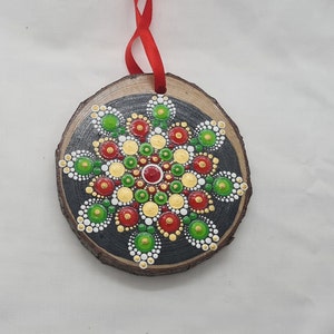 Mandala Wooden Christmas Ornament Hand Painted Dot Art - Etsy