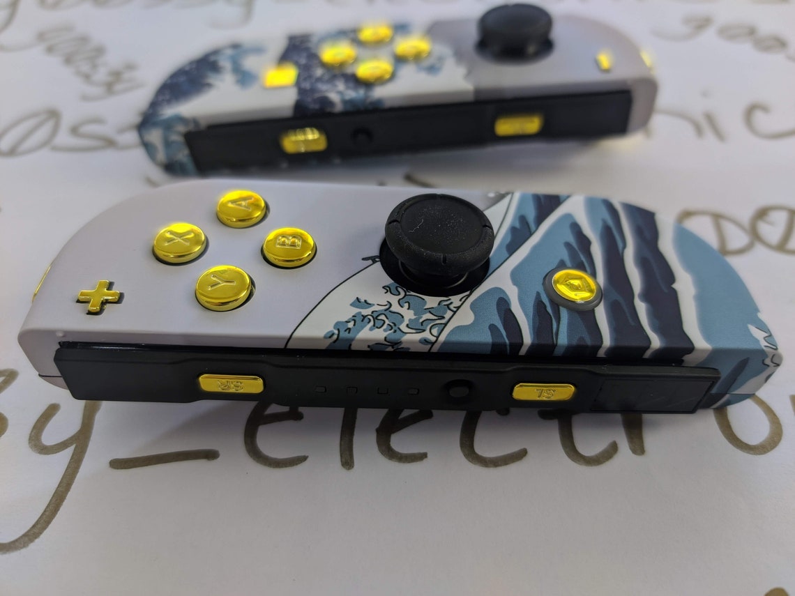 New Nintendo Switch Custom Big Wave Styled Joycons With Gold | Etsy