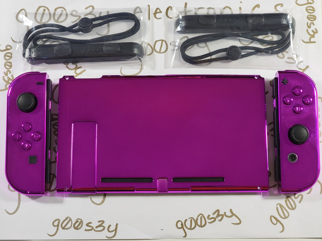 New Nintendo Switch Custom Chrome Purple Styled Joycons and Backplate ...