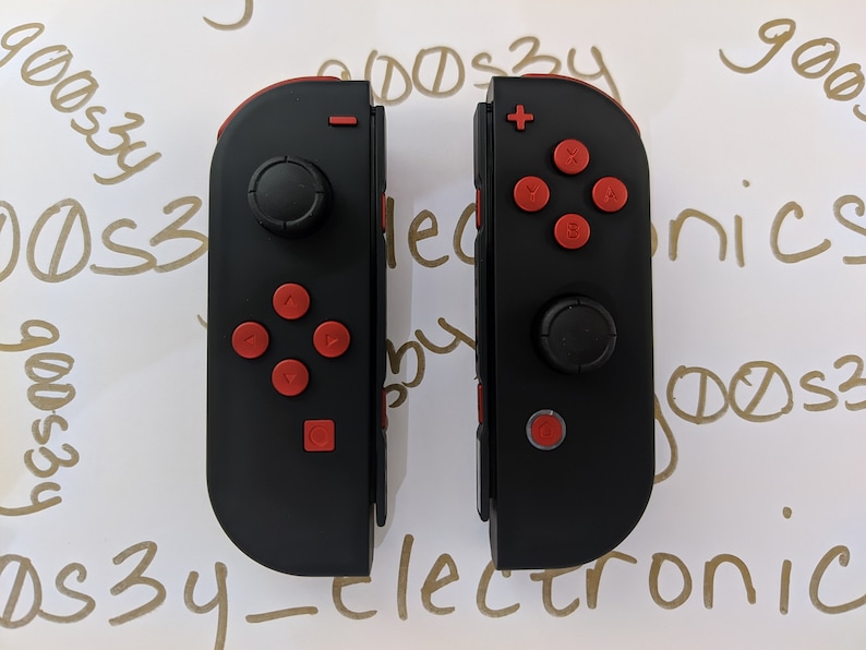 New Nintendo Switch Custom Black Joycons With Metallic Red - Etsy