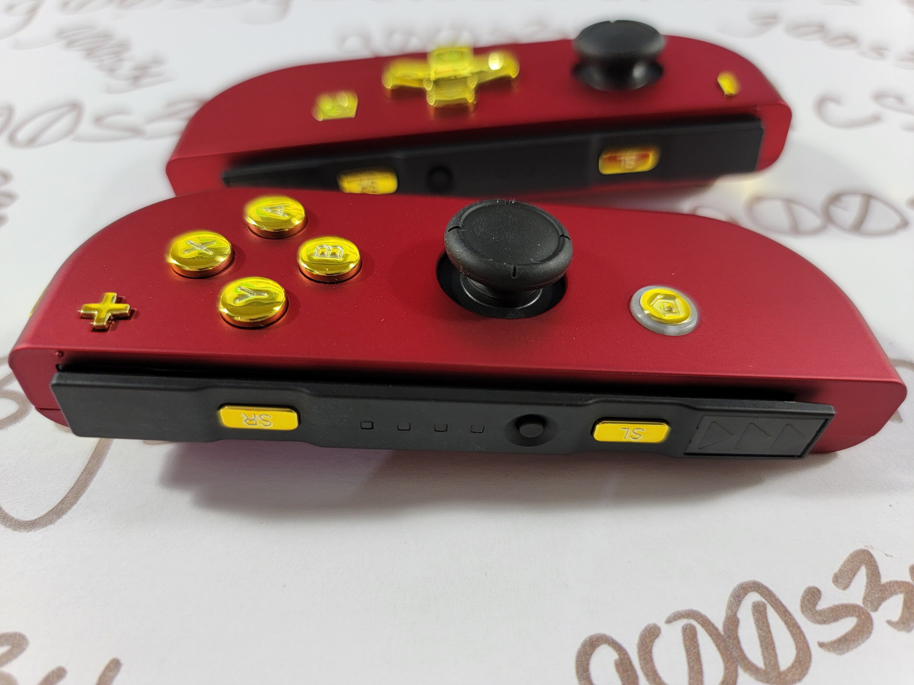 New Nintendo Switch Custom Metallic Red DPAD Joycons With Gold | Etsy