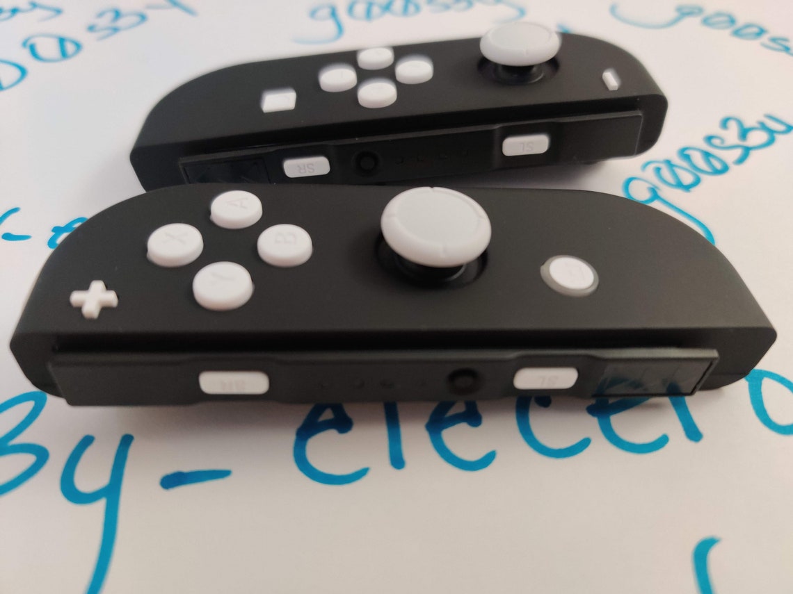 New Nintendo Switch Custom Black Joycons with White | Etsy