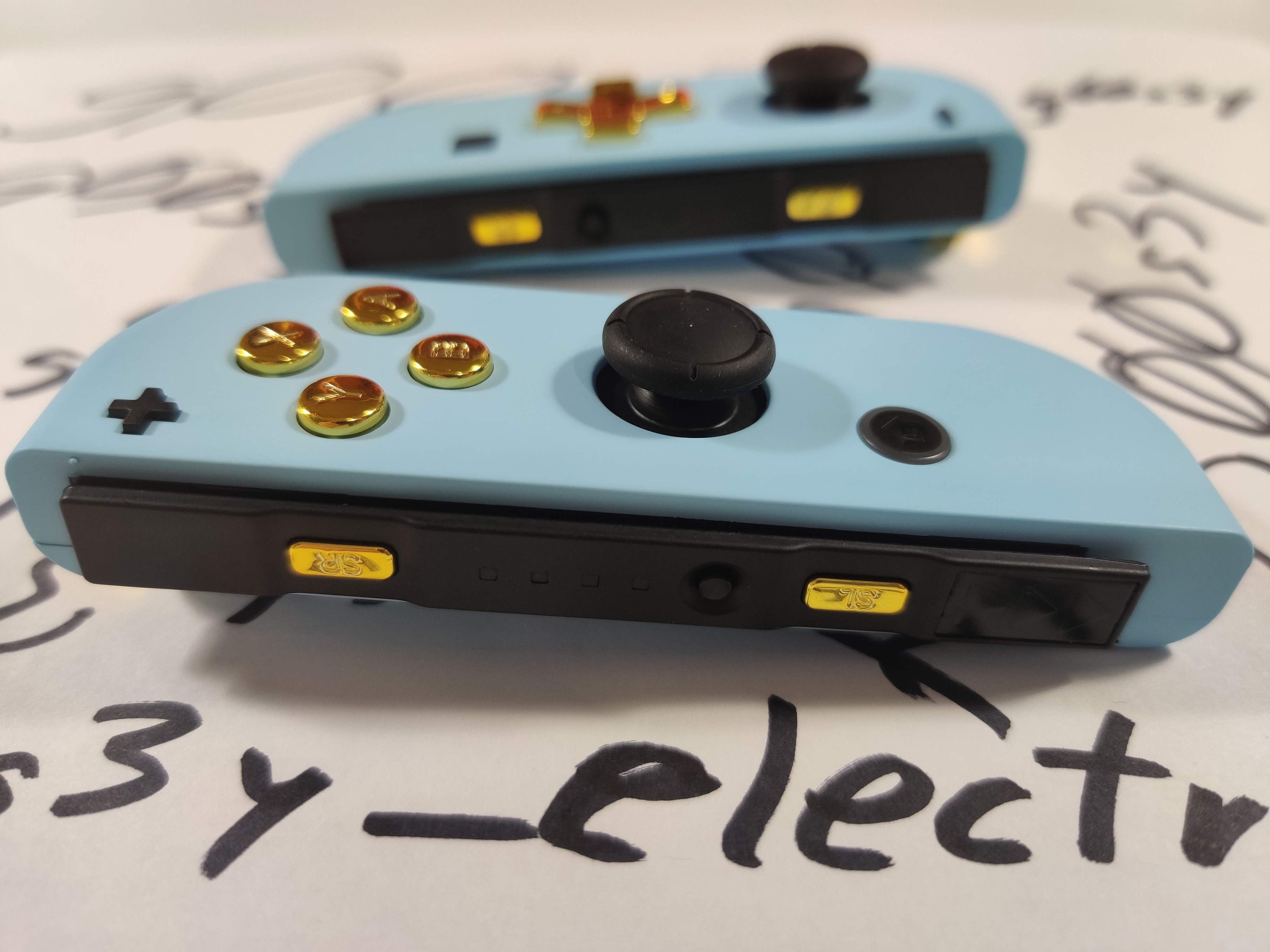 New Nintendo Switch Custom Light Blue DPAD Joycons With Gold | Etsy