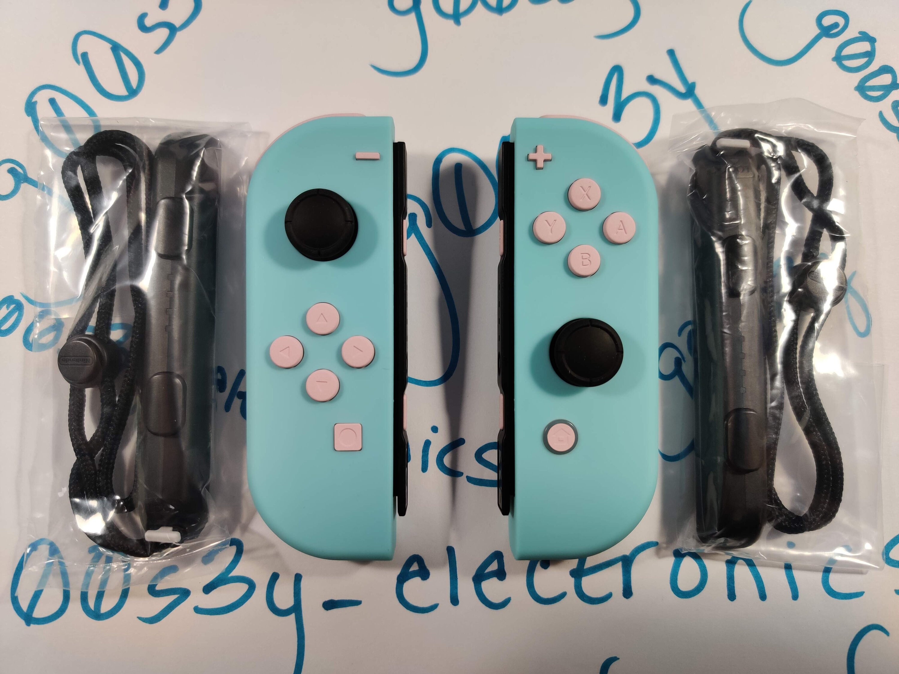 New Nintendo Switch Custom Aqua Blue Joycons With Light Pink - Etsy