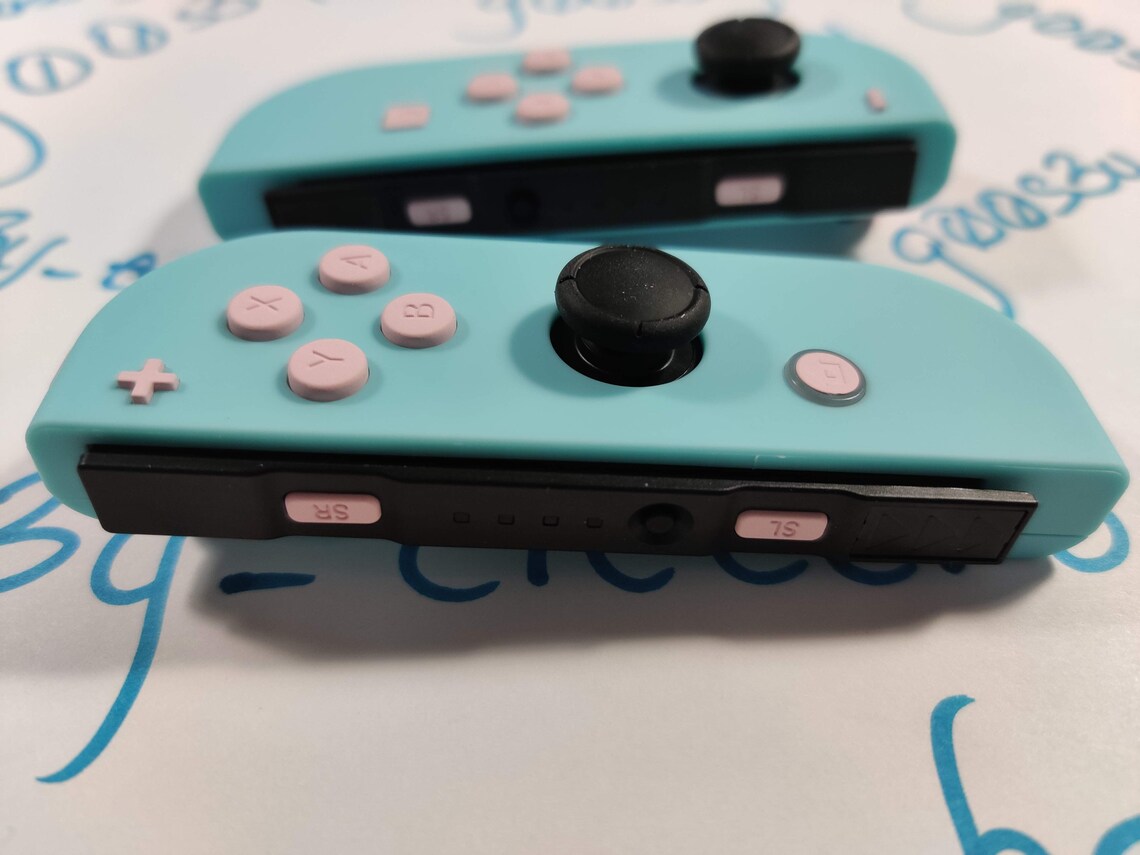 New Nintendo Switch Custom Aqua Blue Joycons With Light Pink - Etsy