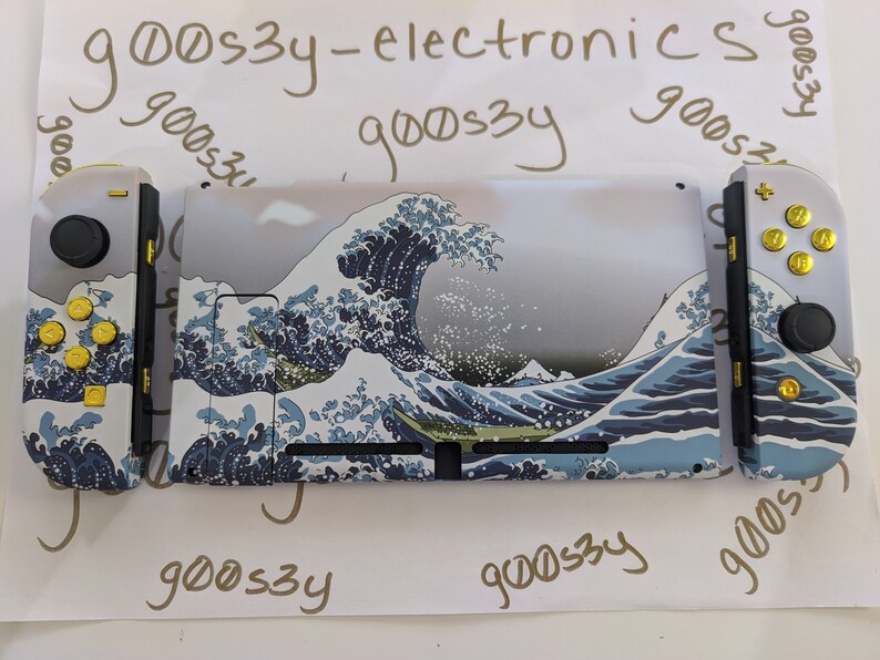 New Nintendo Switch Custom Big Wave Styled Joycons With Gold | Etsy