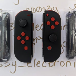 New Nintendo Switch Custom Black Joycons With Metallic Red Buttons and ...