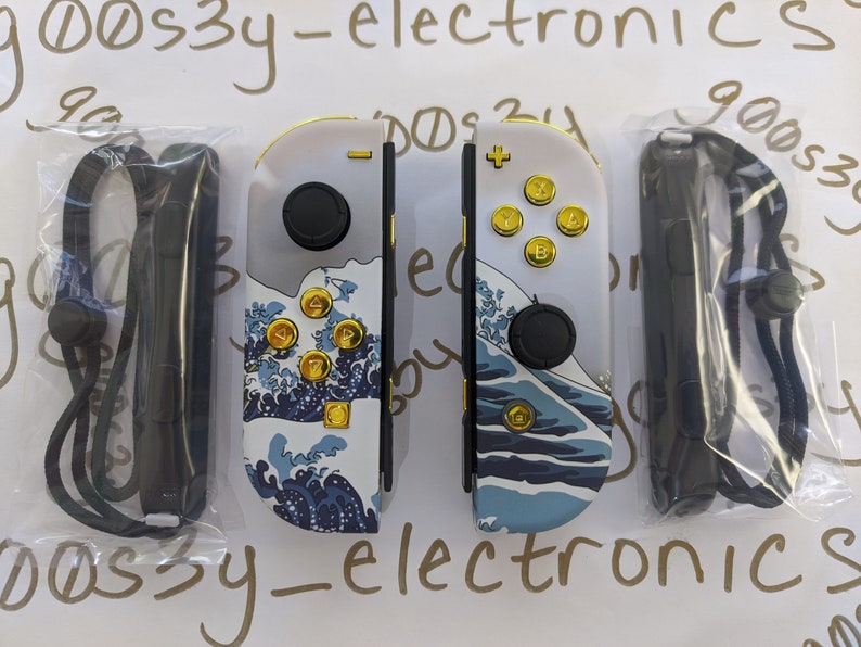 New Nintendo Switch Custom Big Wave Styled Joycons With Gold - Etsy