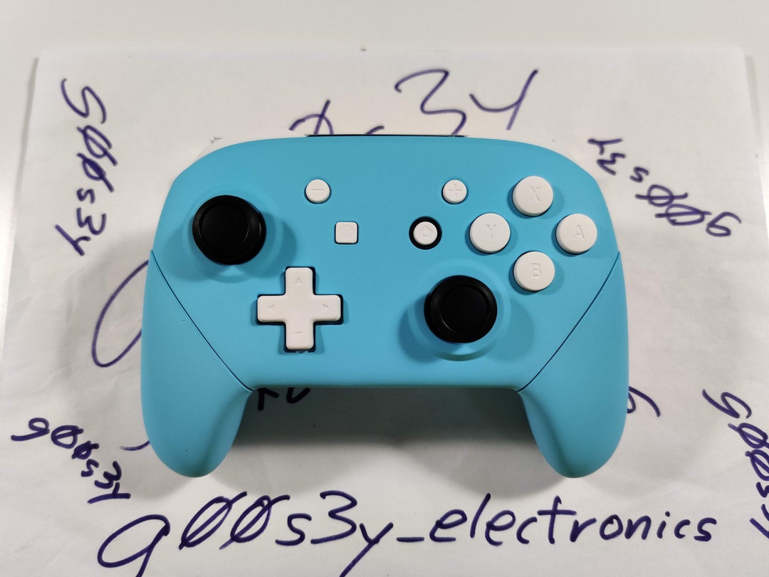 New Nintendo Switch Custom Light Blue Pro Controller With White Buttons ...