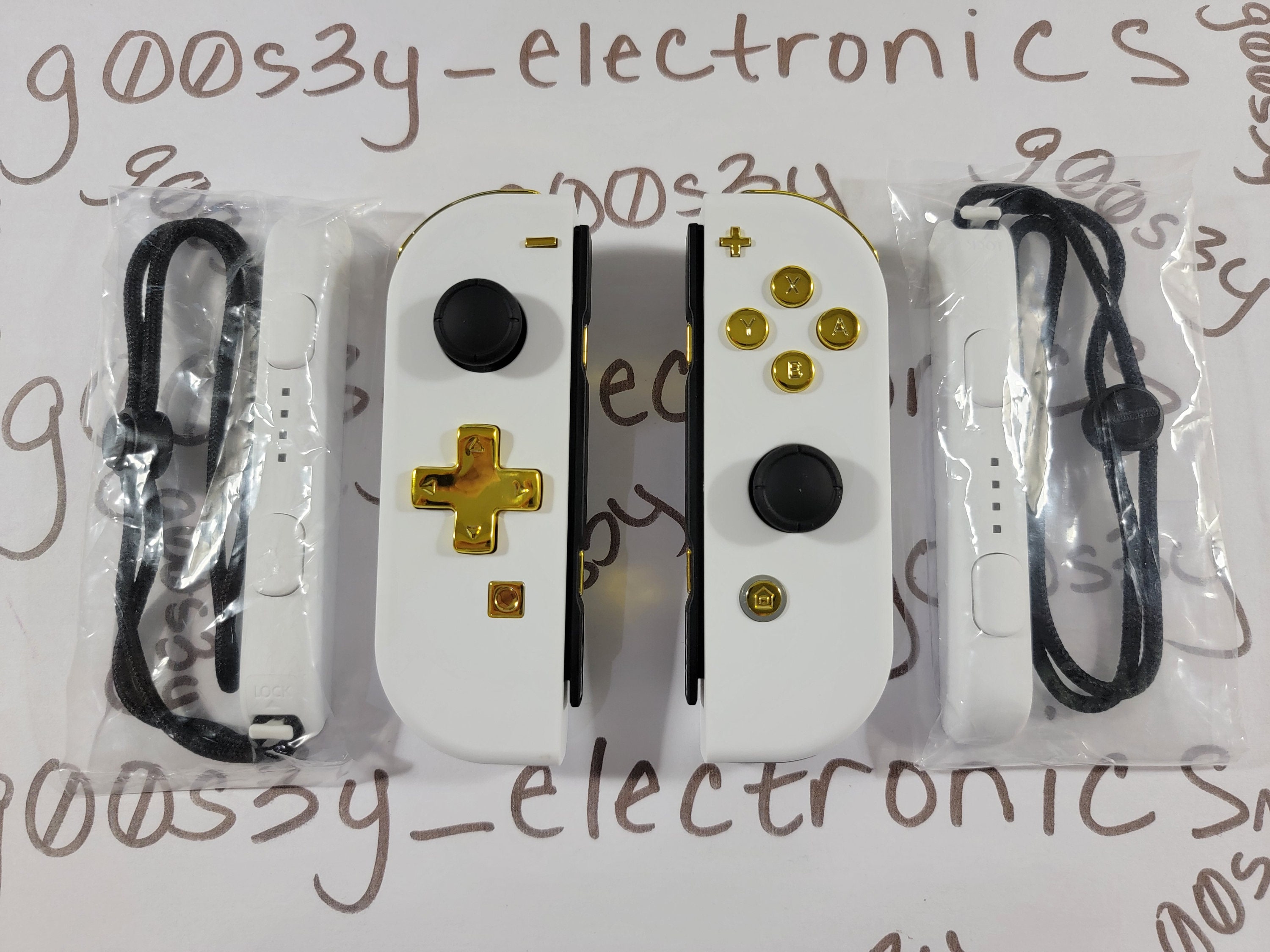 New Nintendo Switch Custom White DPAD Joycons With Gold - Etsy