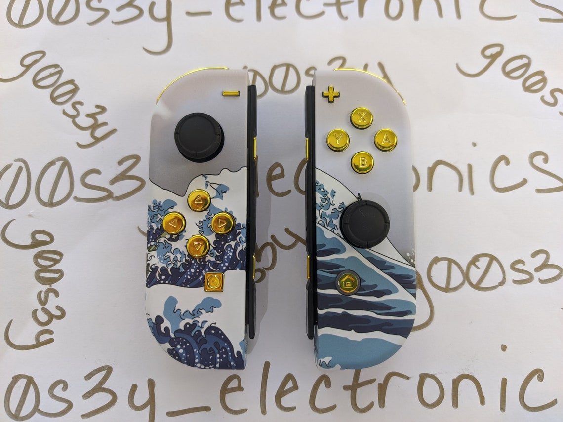 New Nintendo Switch Custom Big Wave Styled Joycons With Gold - Etsy