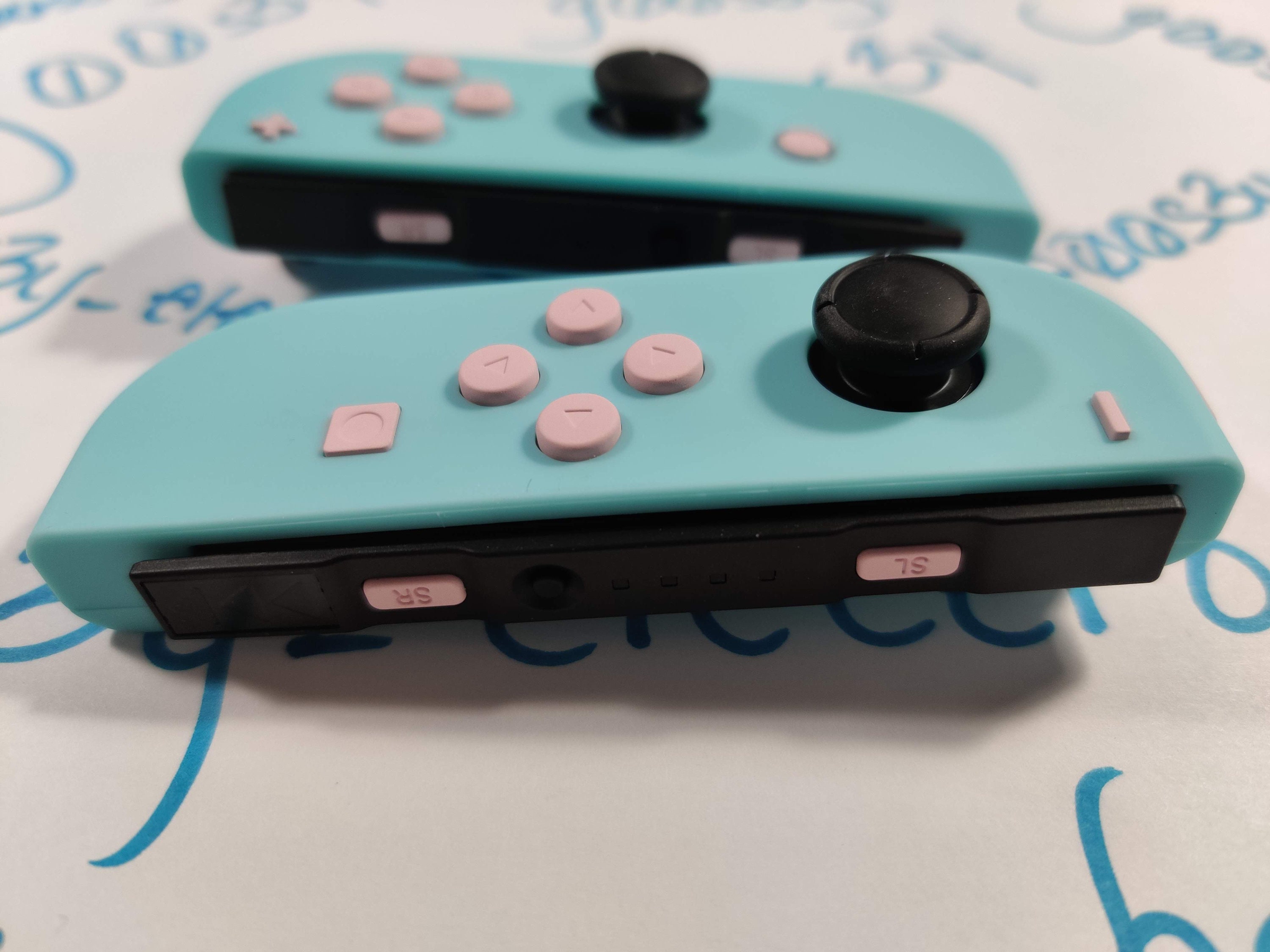 New Nintendo Switch Custom Aqua Blue Joycons With Light Pink - Etsy