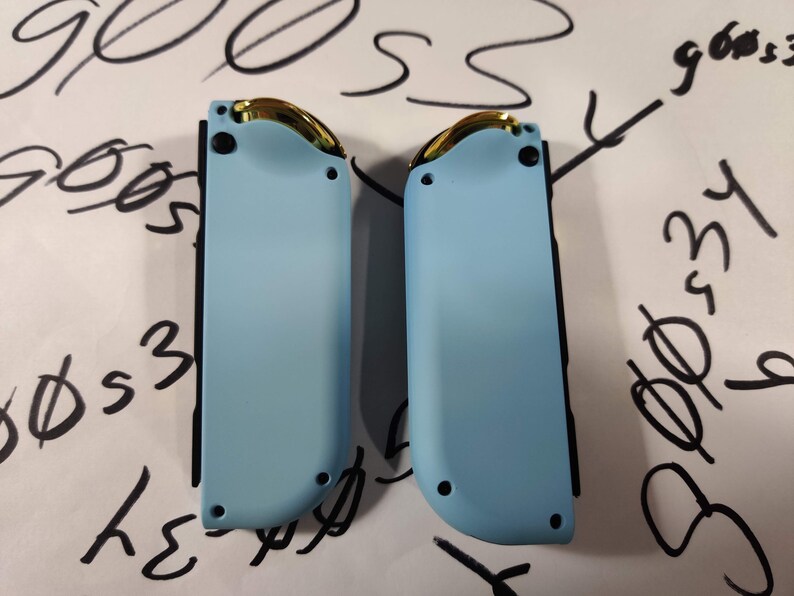 New Nintendo Switch Custom Light Blue DPAD Joycons With Gold - Etsy