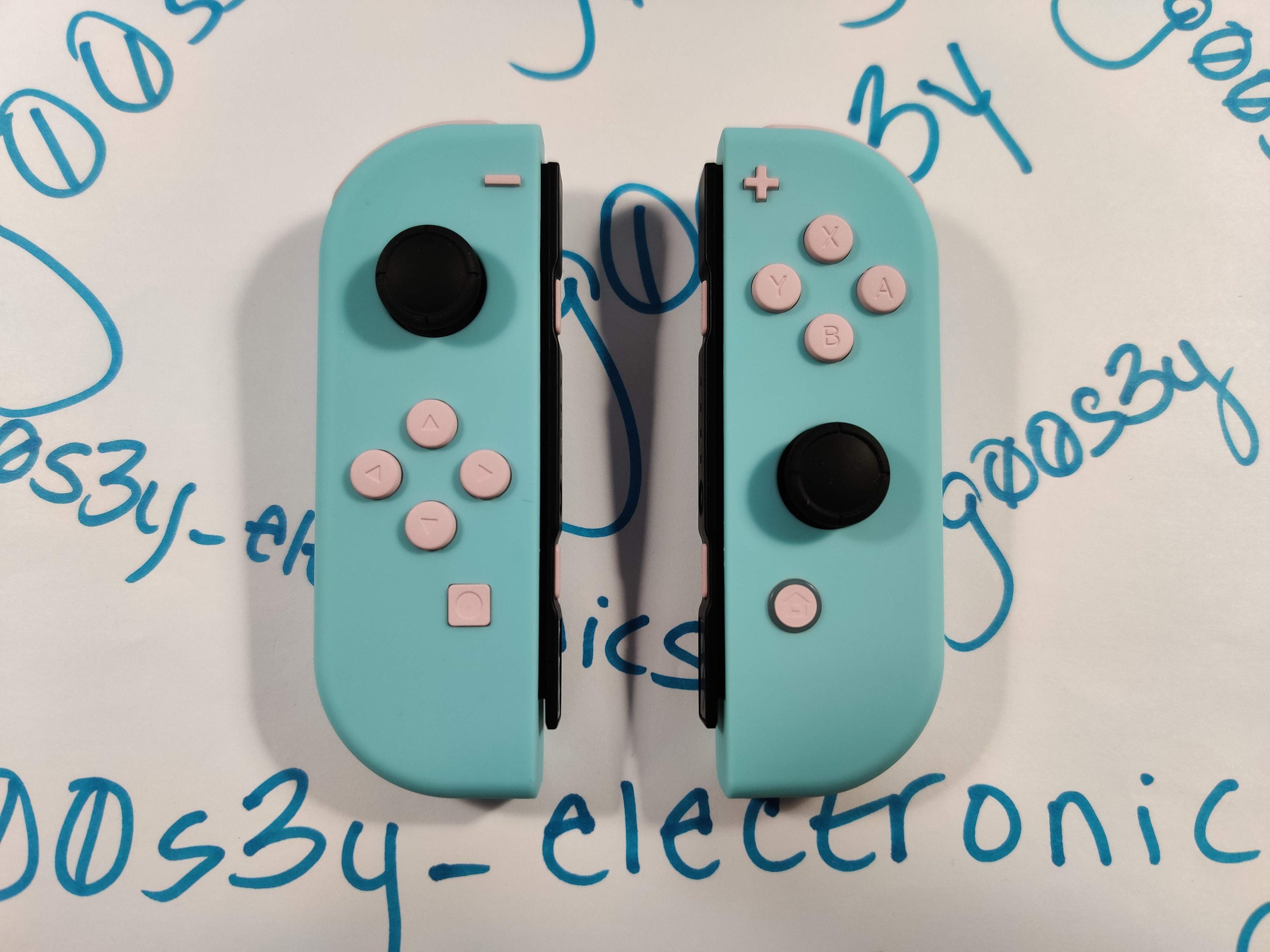 New Nintendo Switch Custom Aqua Blue Joycons With Light Pink - Etsy