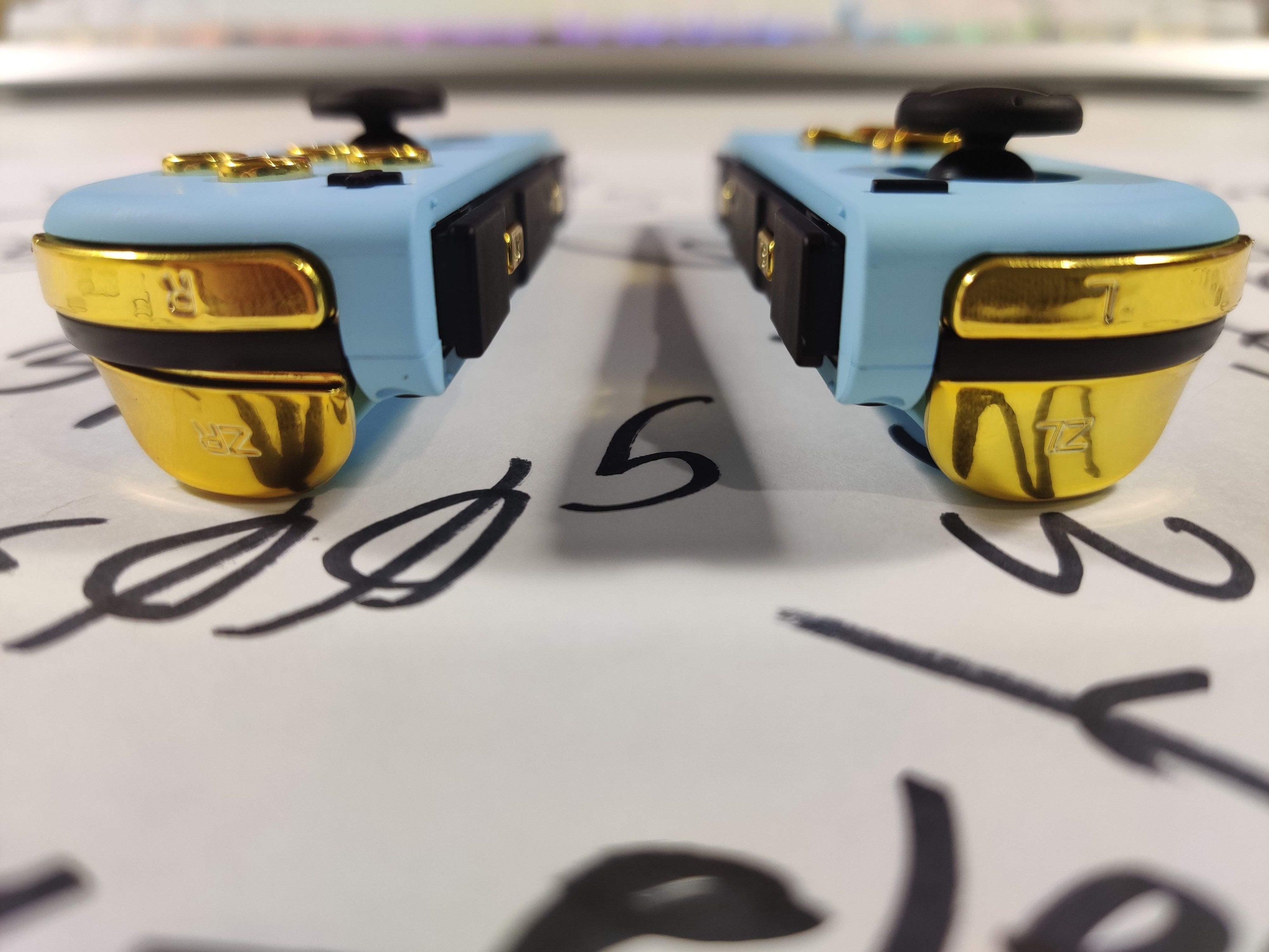 New Nintendo Switch Custom Light Blue DPAD Joycons With Gold | Etsy