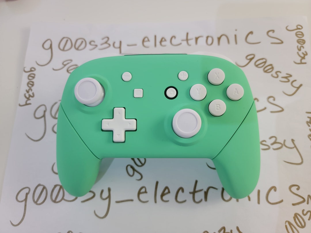 New Nintendo Switch Custom Mint Green Pro Controller With White Buttons ...