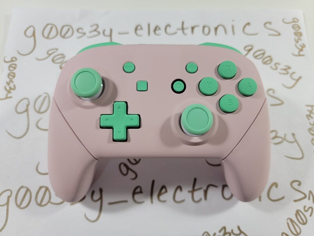 New Nintendo Switch Custom Light Pink Pro Controller With Mint Buttons ...