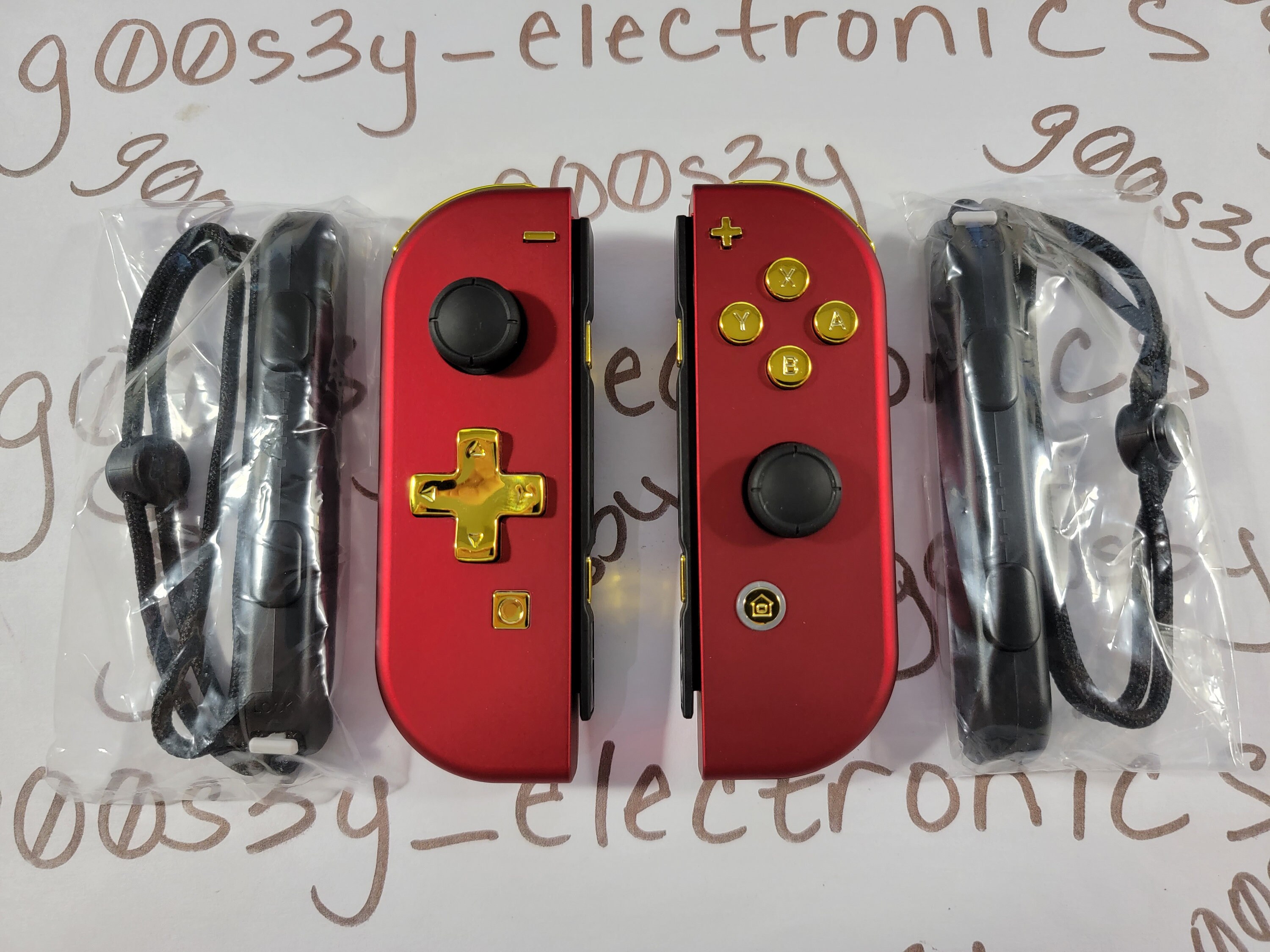 New Nintendo Switch Custom Metallic Red DPAD Joycons With Gold | Etsy