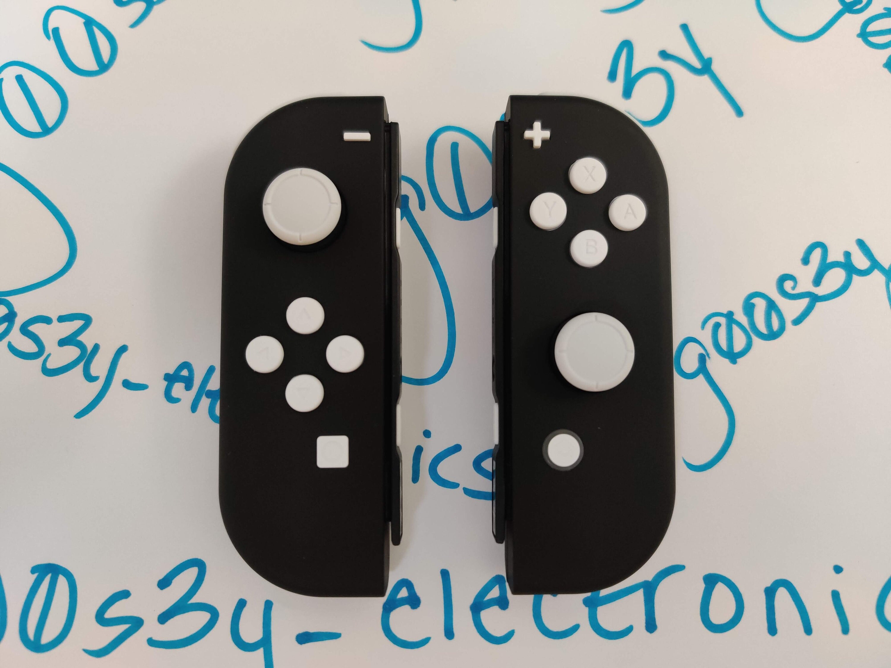 New Nintendo Switch Custom Black Joycons with White | Etsy