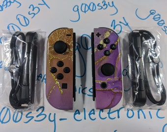 New Nintendo Switch Custom Light Blue DPAD Joycons With Gold - Etsy