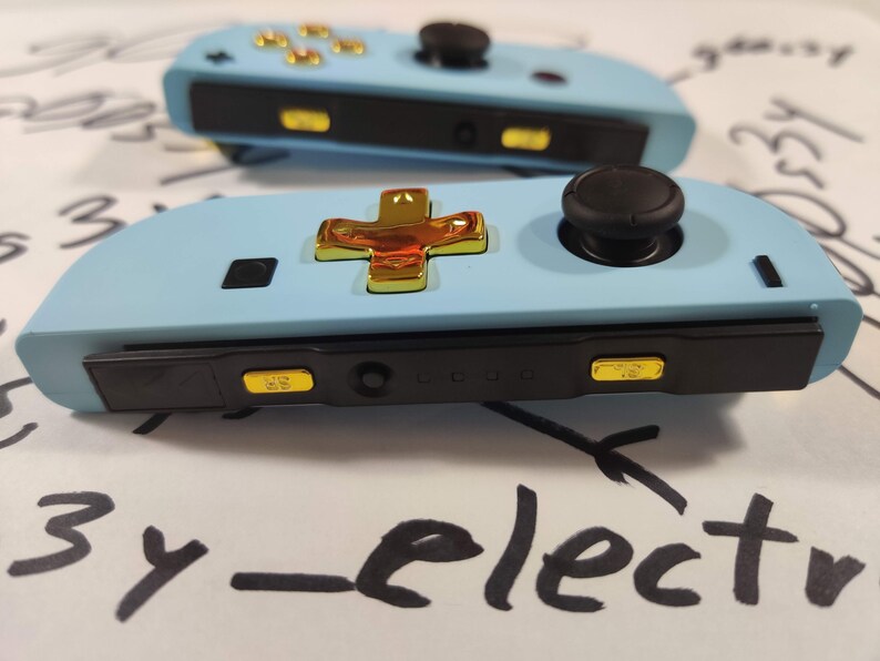 New Nintendo Switch Custom Light Blue DPAD Joycons With Gold - Etsy