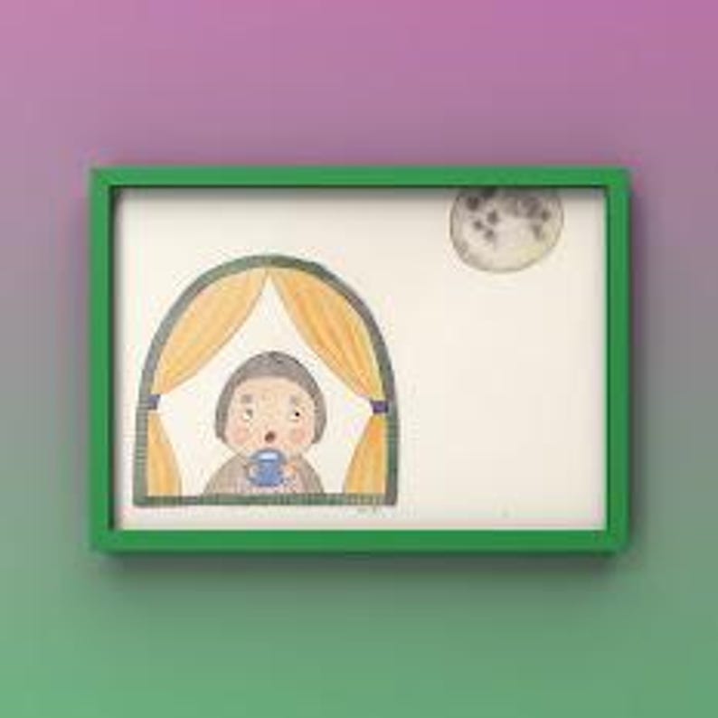 Moon Bathing Watercolor Illustration Giclée Art Print | Full Moon ...