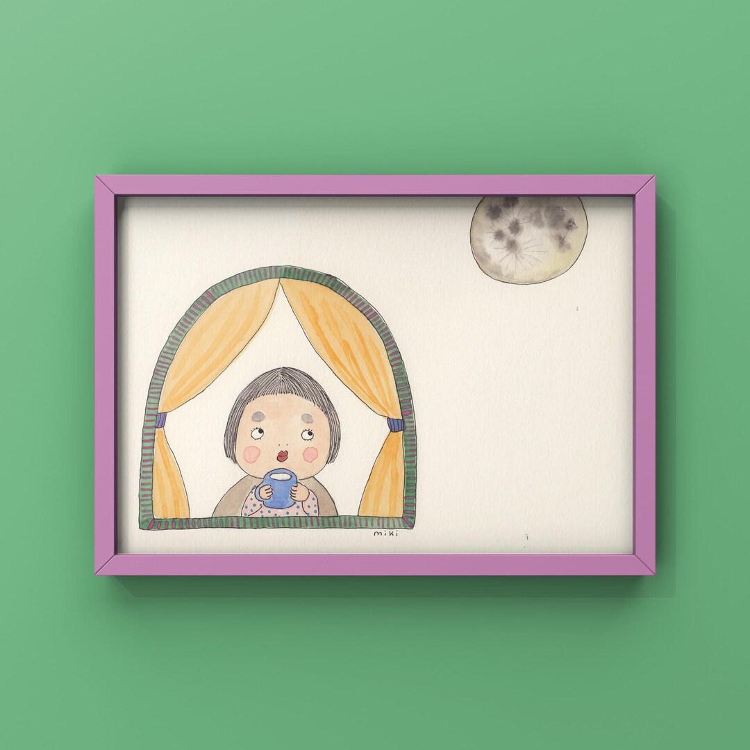 Moon Bathing Watercolor Illustration Giclée Art Print | Full Moon ...