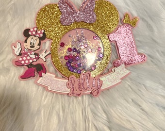 Minnie Mouse 3D Glitter Shaker Cake Topper - Etsy