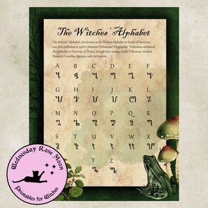 Witches Alphabet Printable | Theban Alphabet | Book of Shadows Page ...
