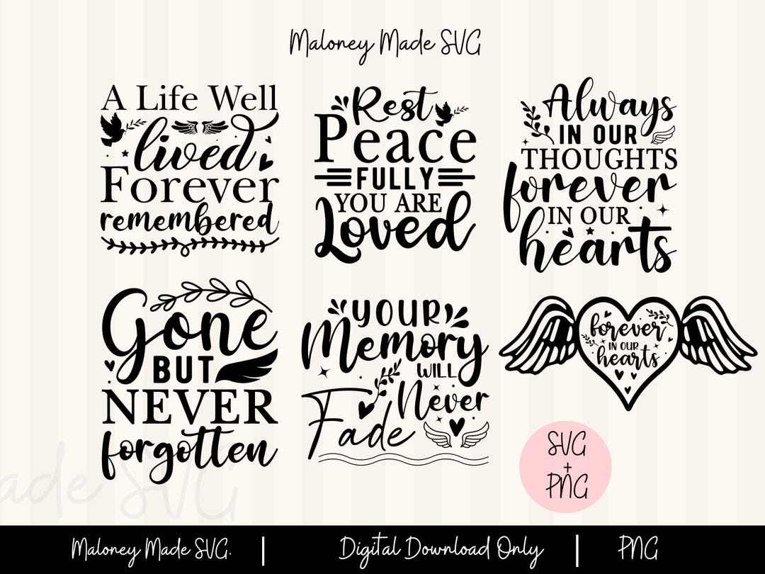 In Loving Memory SVG Bundle, Memorial SVG, Funeral SVG Bundle, 14 ...