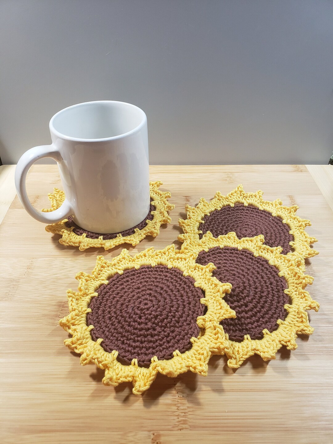 Sunflower Coaster Set - Etsy