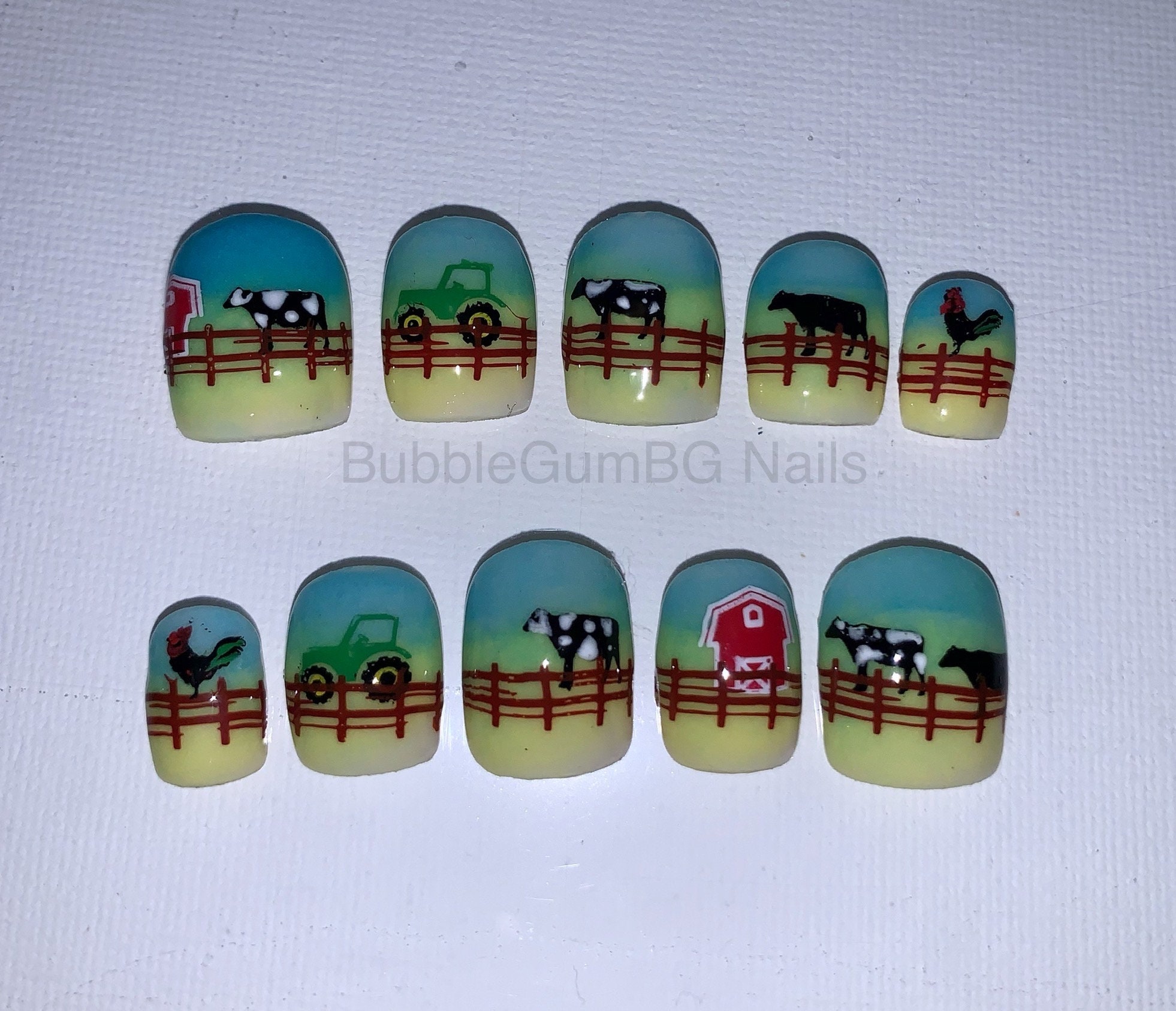 Cow, Calf, Bull, Tractor, Cowgirl, Ranch, Farmer, Farm Scene, Press on ...