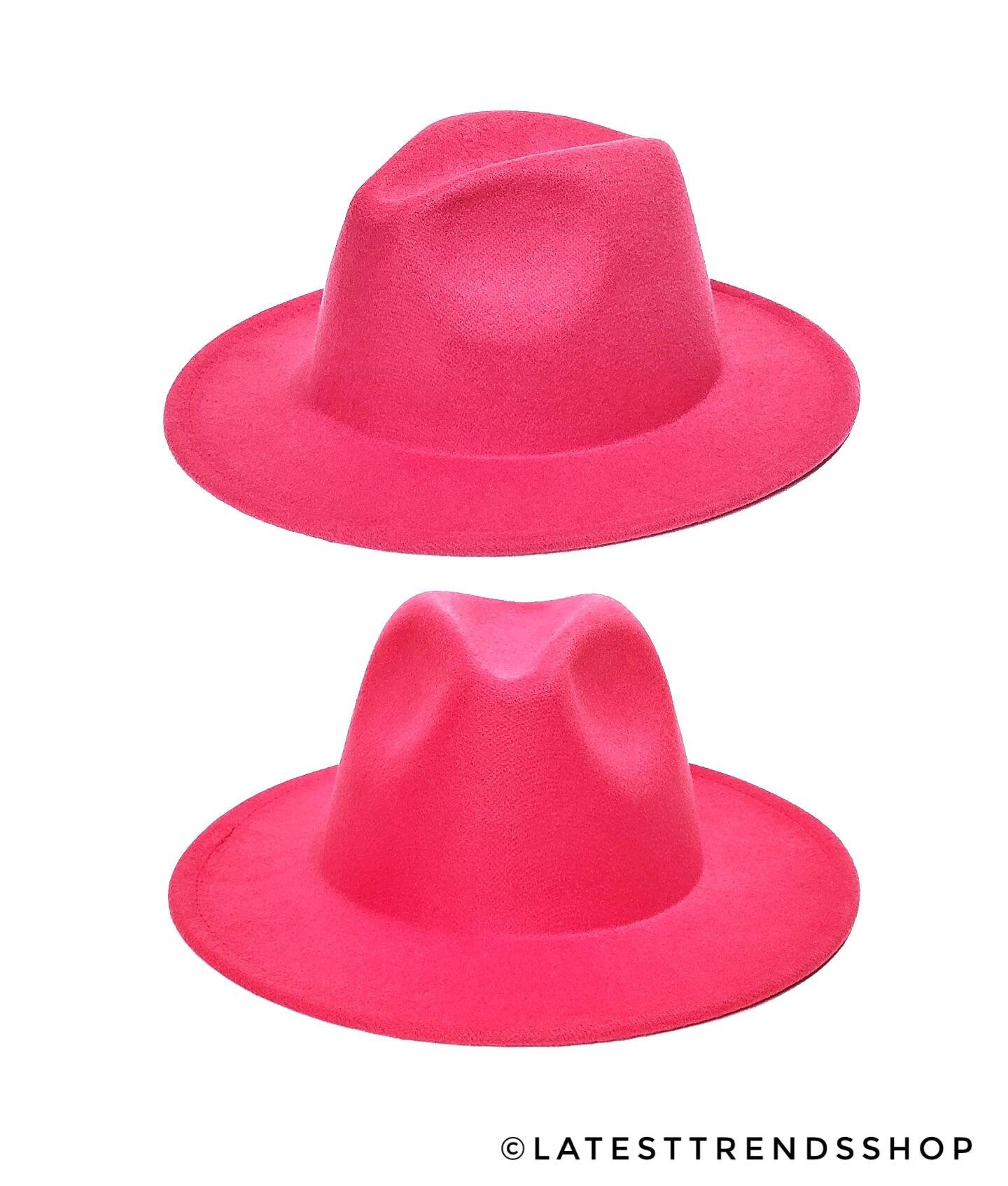 Pink Fedora Wide Brim Red Bottom Fedora Unisex Hat Womens | Etsy