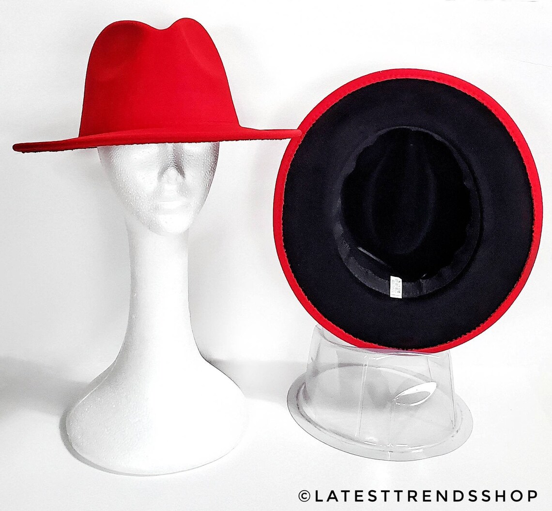 Red Black Fedora Red Fedora Two Tone DST Delta Sigma Theta | Etsy