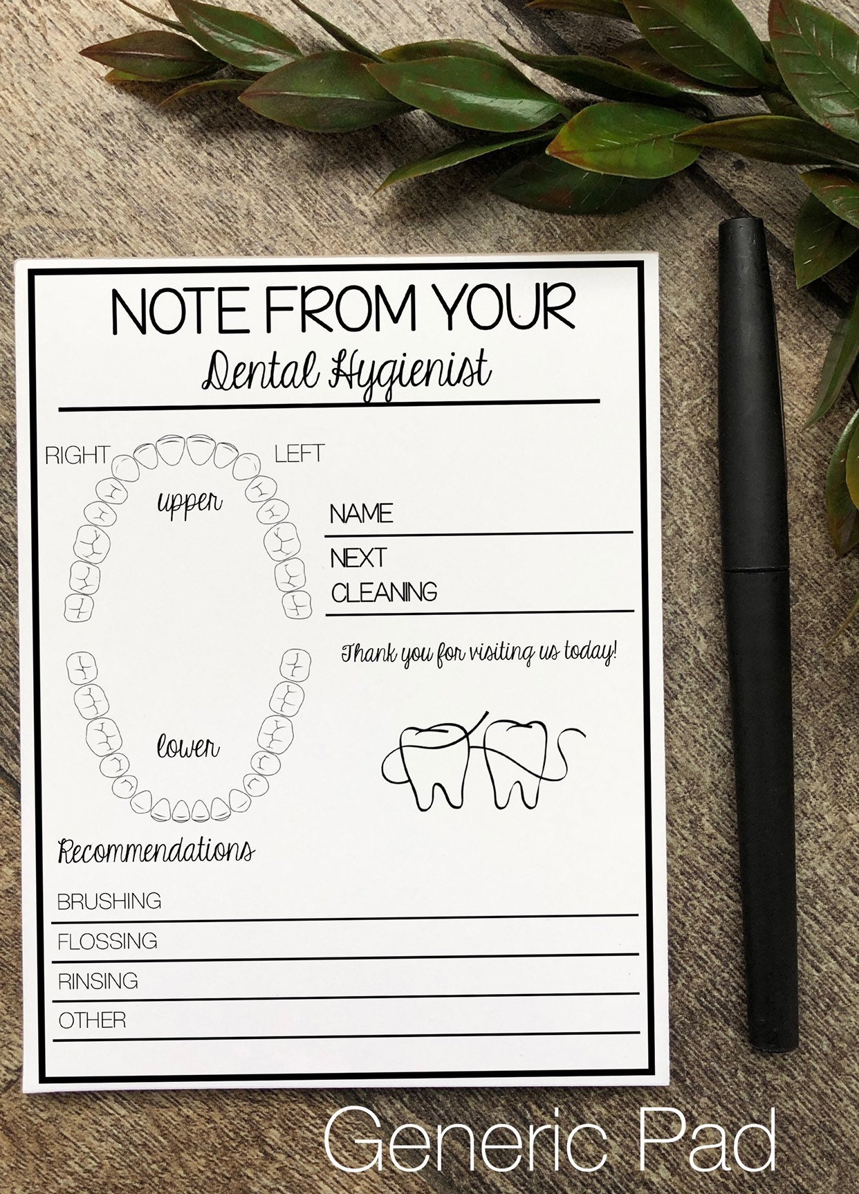 Dental Hygienist Note Pack of 4 Pads Generic Semi-custom - Etsy