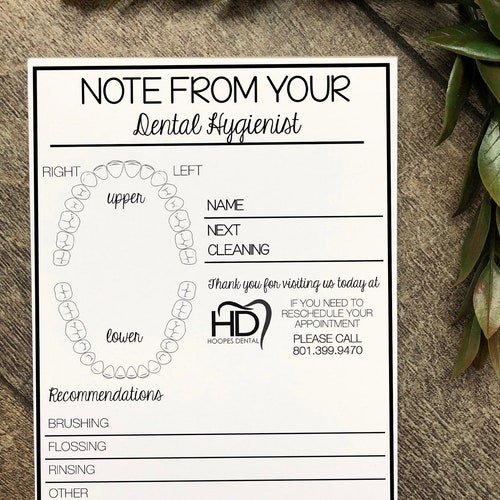 Dental Hygienist Note Pack of 4 Pads Generic Semi-custom - Etsy
