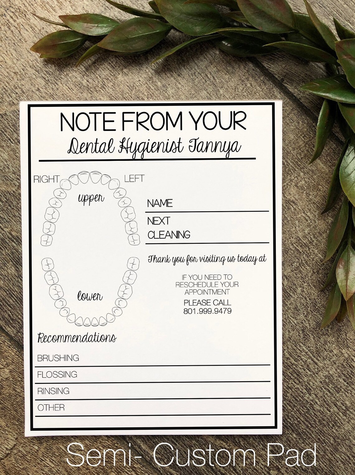 Dental Hygienist Note Pack of 4 Pads ( Generic, Semi-custom, Custom ...