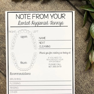 Dental Hygienist Note Pack of 4 Pads ( Generic, Semi-custom, Custom ...