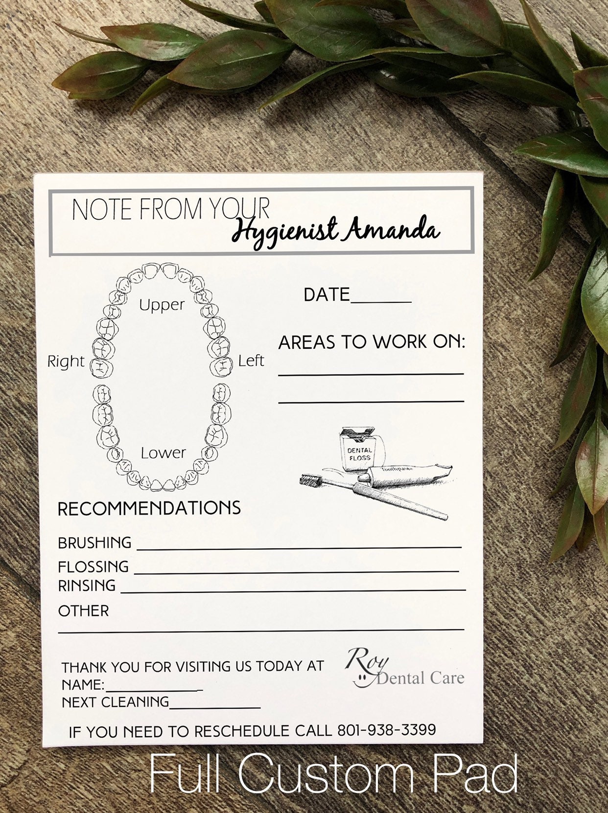 Dental Hygienist Note- Pack of 4 Pads ( Generic, Semi-custom, Custom ...