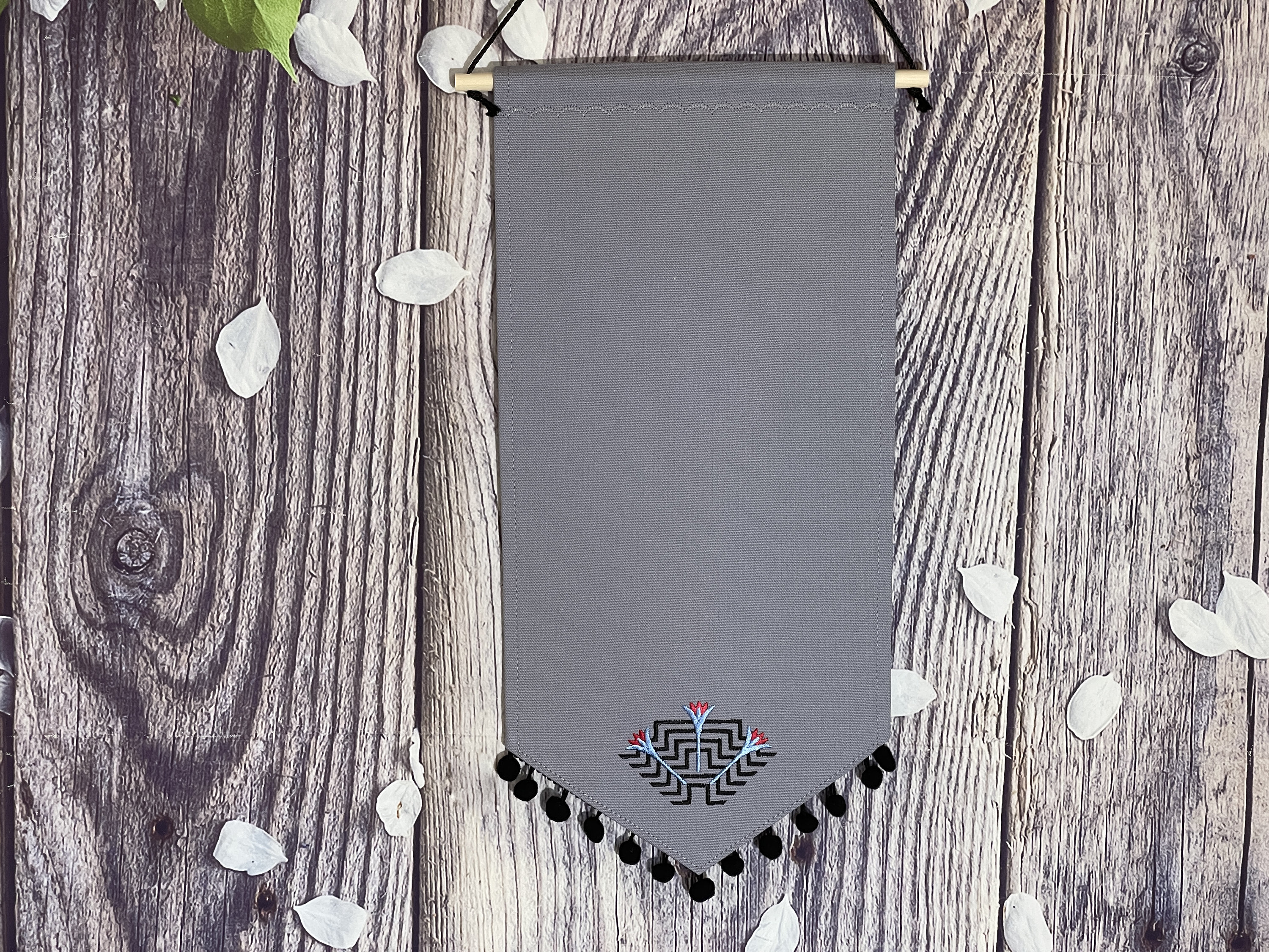 Enamel Pin Banner With Custom Embroidery And Pompom Trim | Etsy