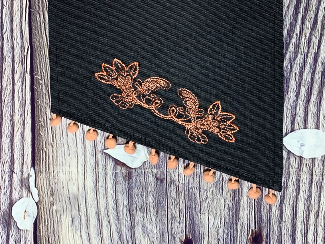 Enamel Pin Banner With Flower Embroidery and Matching Trim | Etsy