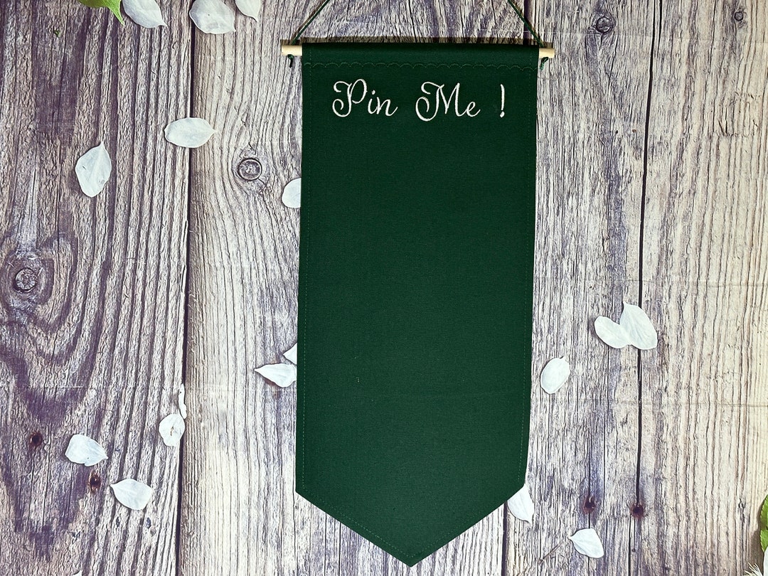 Forest Green Enamel Pin Banner With Embroidered "pin Me" Message ...