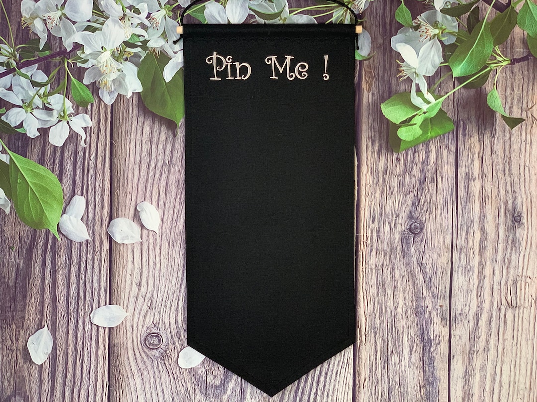 Enamel Pin Banner With Embroidered "pin Me" Message / Lapel Pin Pennant ...