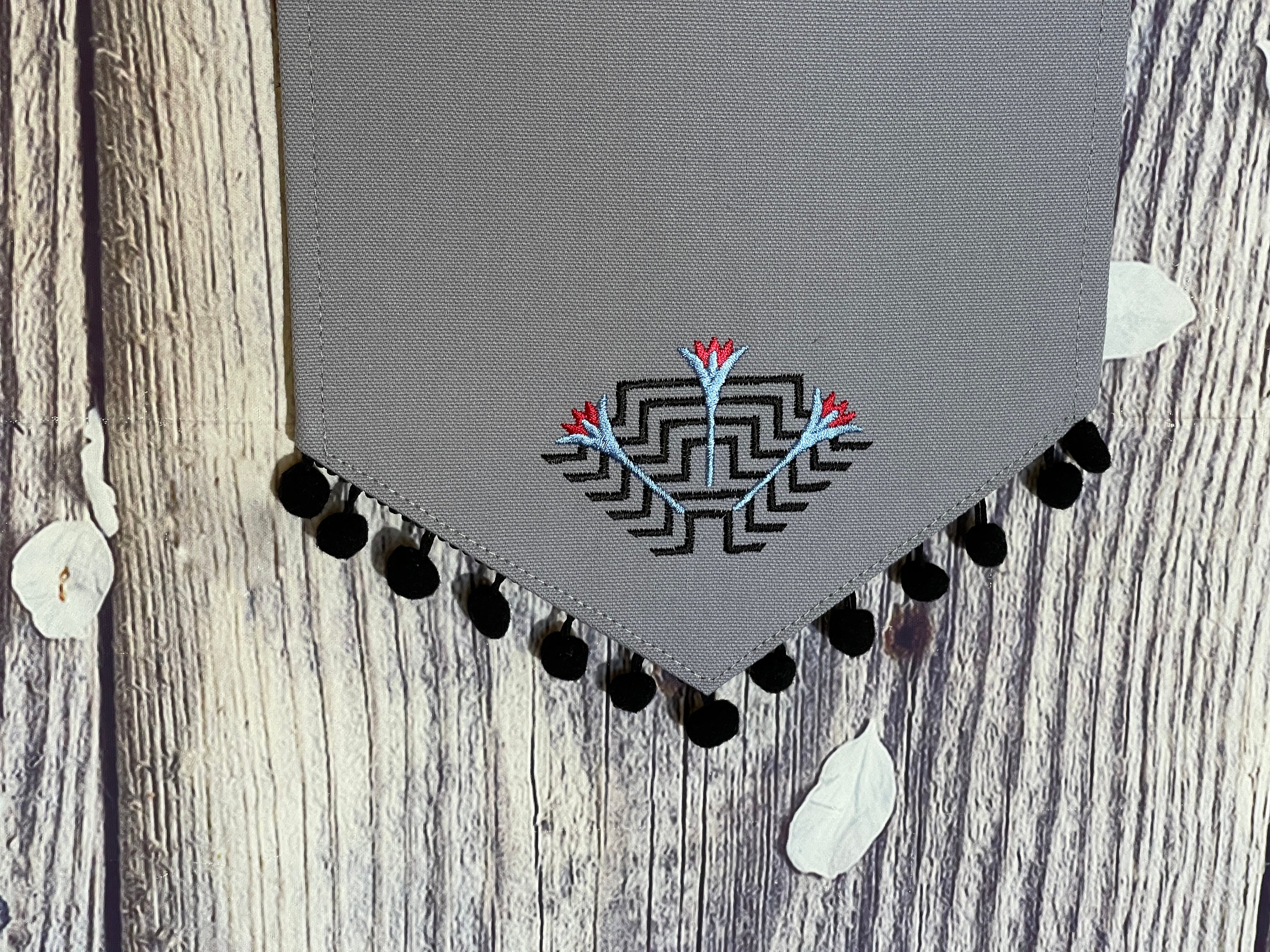 Enamel Pin Banner With Custom Embroidery And Pompom Trim | Etsy