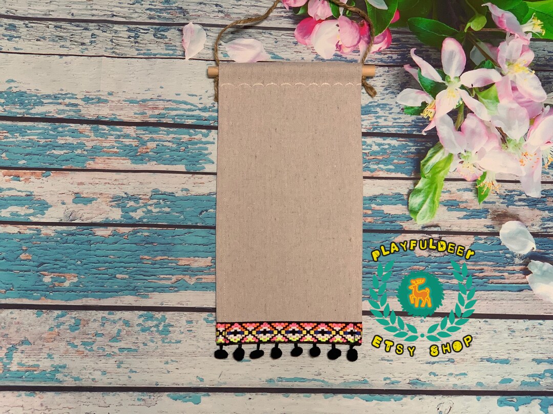 Pin Banner / Unique Pin Pennant / Handmade Blank Canvas Banner With ...