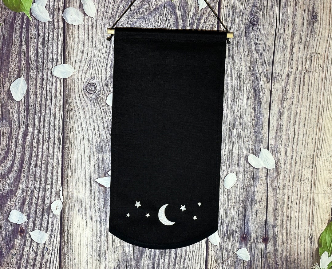 Enamel Pin Banner With Crescent Moon and Stars Embroidery and Rounded ...
