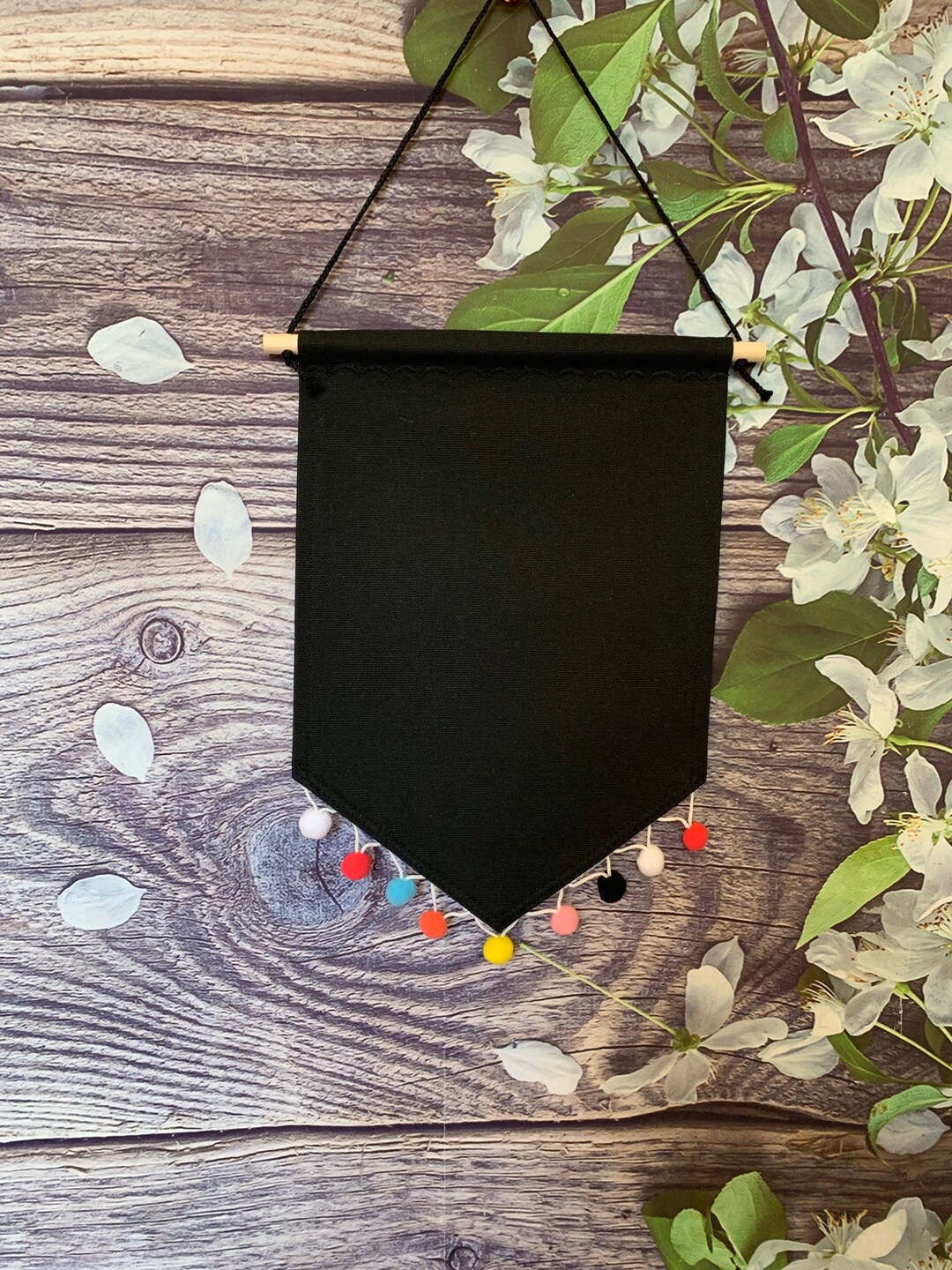 Black Pin Banner / Unique Pin Pennant / Handmade Blank Canvas Banner ...