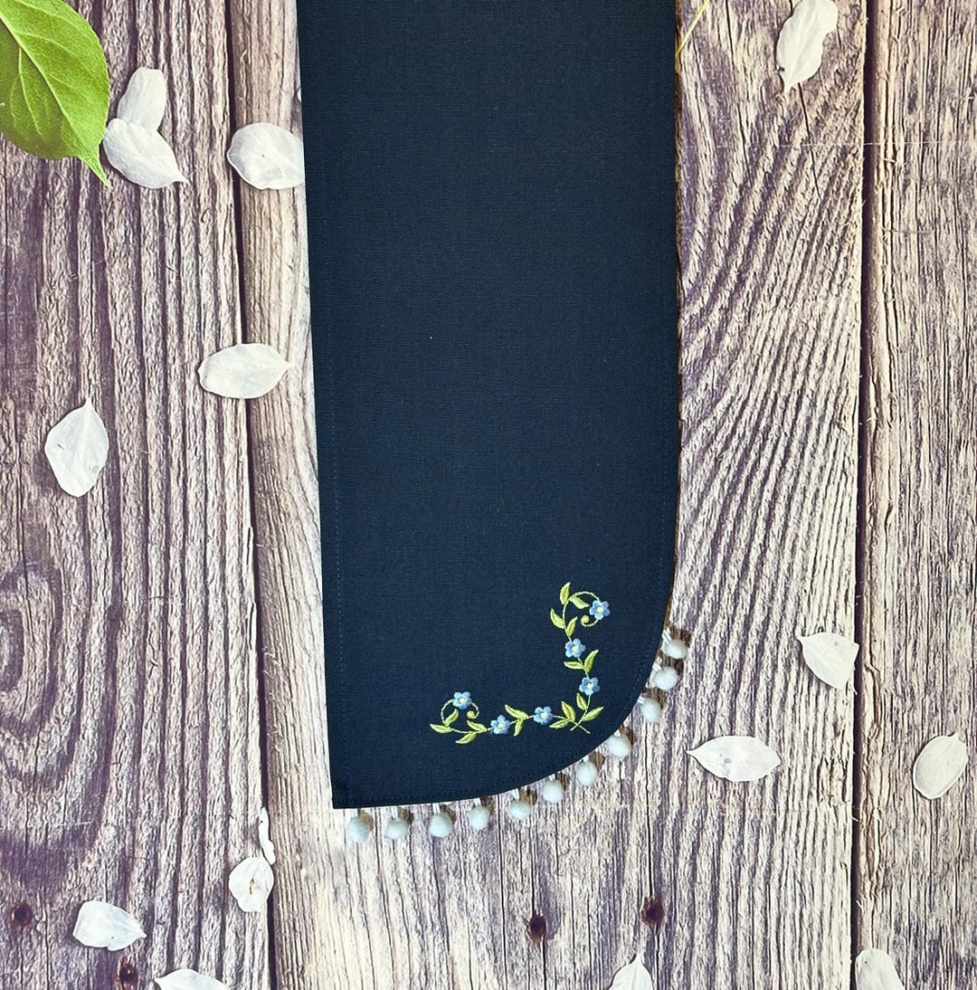 Navy Blue Pin Banner With Beautiful Flower Embroidery and Matching ...
