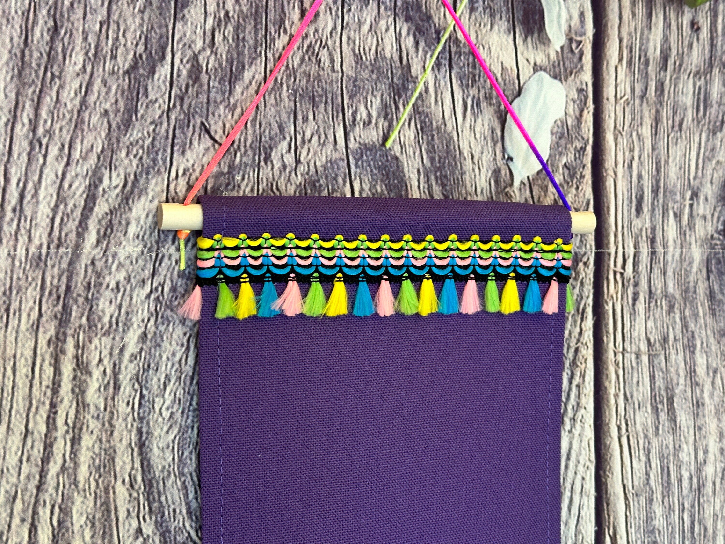 Purple Pin Pennant With Beautiful Lace Trim on Top/ Tall Pin Banner in ...