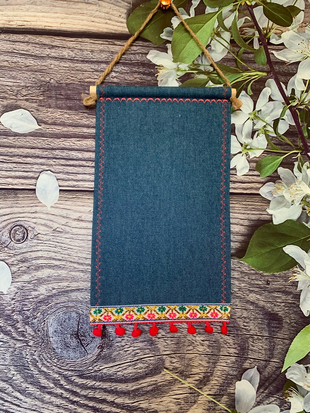 Pin Banner / Unique Pin Pennant / Handmade Blank Denim Banner With ...